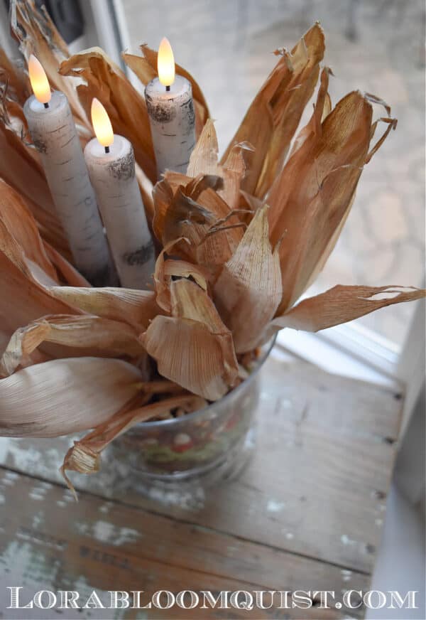 Fall Textures Glass Jar Centerpiece How To - Lora Bloomquist~Create ...