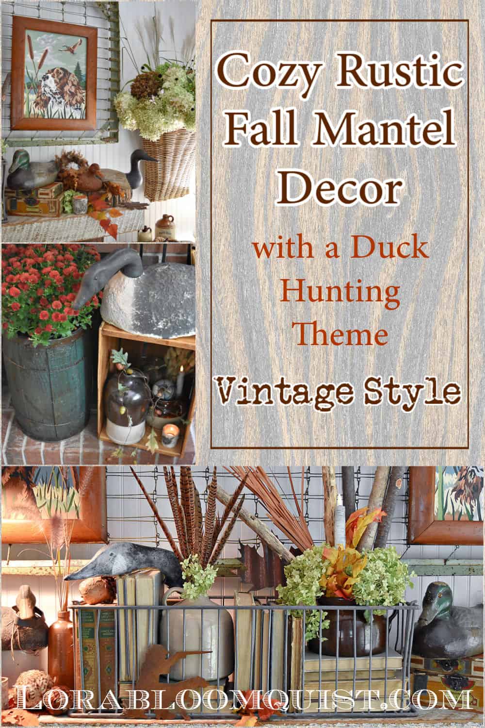 Rustic Fall Mantel Decor with Vintage Hunting Theme Style - Lora ...