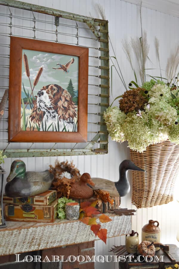 Rustic Fall Mantel Decor with Vintage Hunting Theme Style - Lora ...