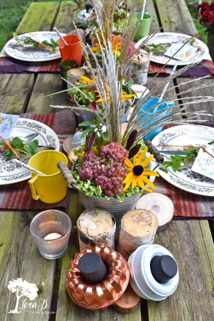 Rustic Vintage Fall Picnic Table - Lora Bloomquist~Create & Ponder