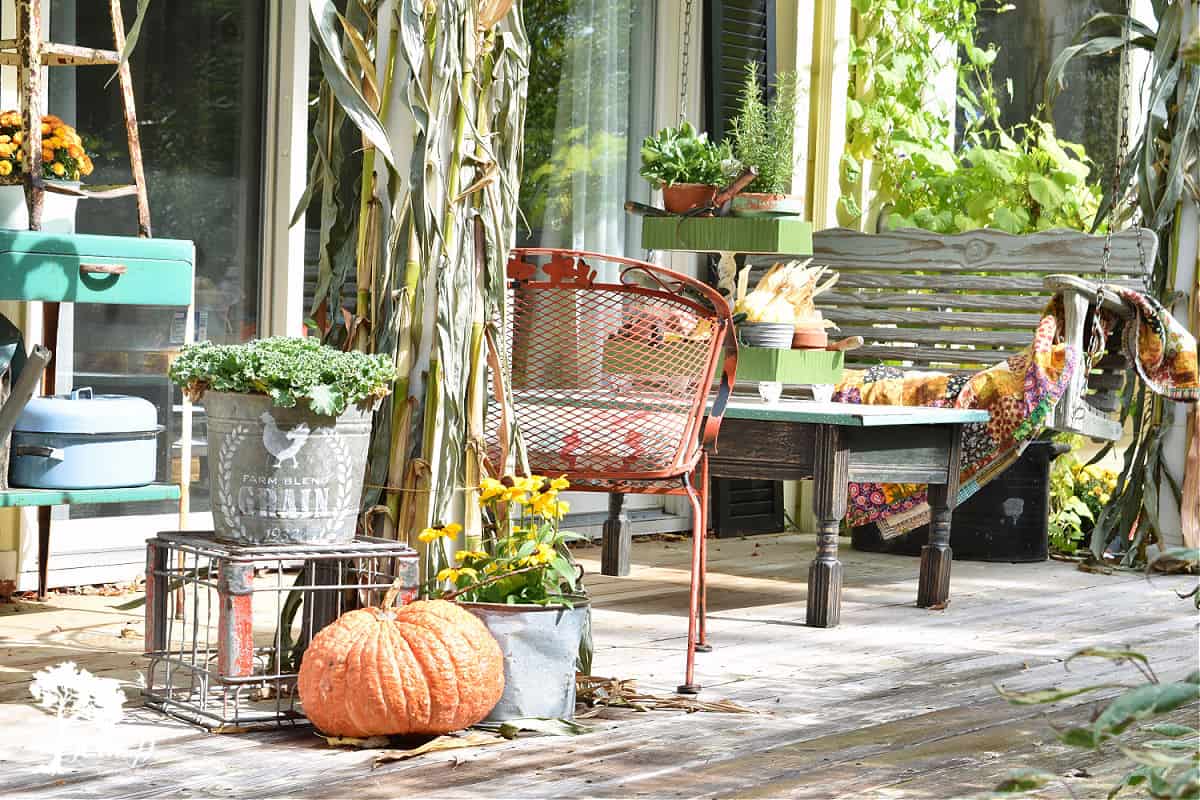 Our Vintage Farmhouse Fall Porch Tour - Lora Bloomquist~Create & Ponder