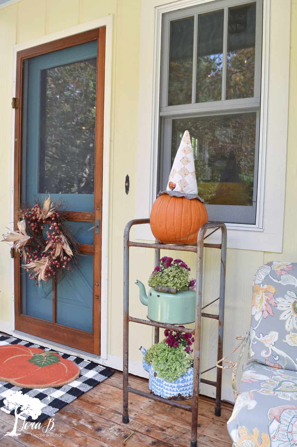 Our Vintage Farmhouse Fall Porch Tour - Lora Bloomquist~Create & Ponder