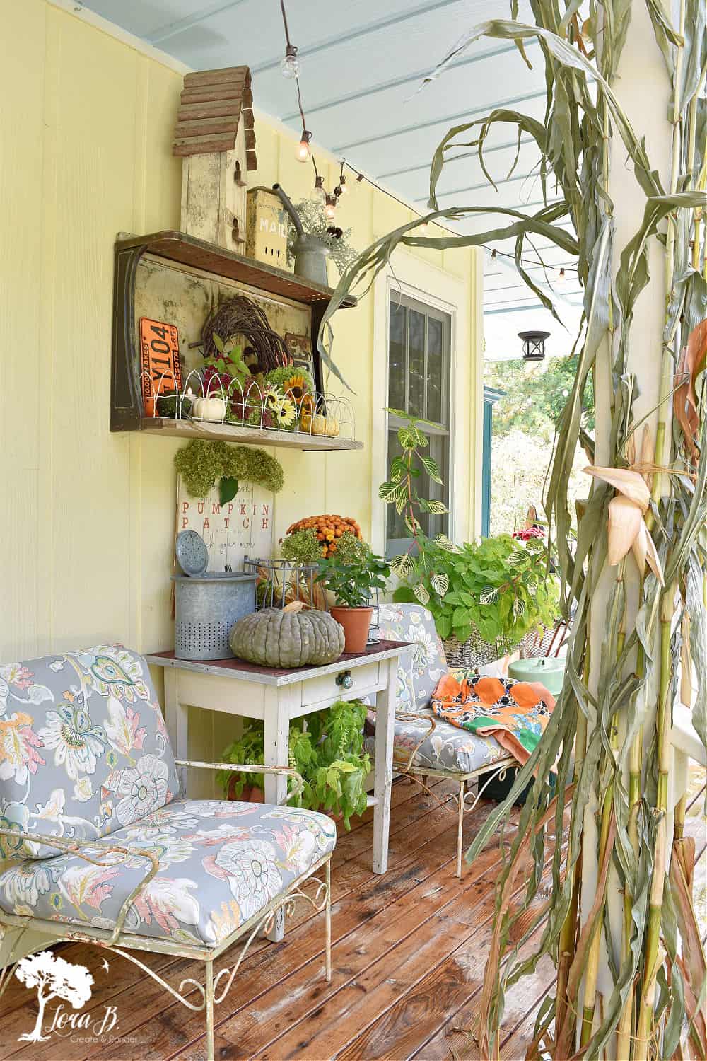 Our Vintage Farmhouse Fall Porch Tour - Lora Bloomquist~Create & Ponder