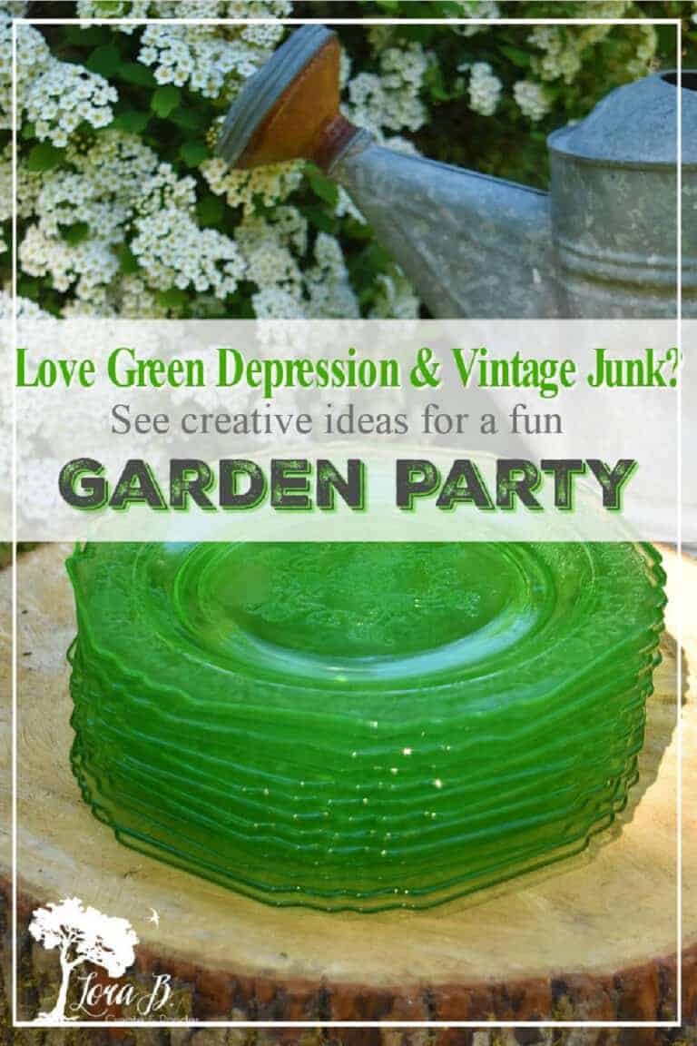 Garden Party with Green Depression Glass and Vintage Junk - Lora ...