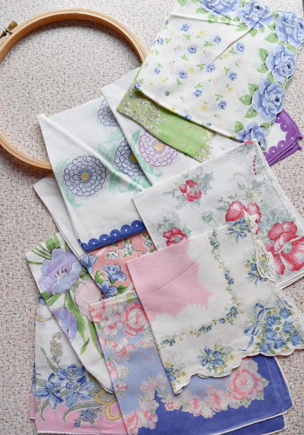 Nostalgic DIY Handkerchief Wreath with Vintage Pins - Lora Bloomquist ...