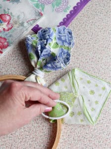 Nostalgic DIY Handkerchief Wreath with Vintage Pins - Lora Bloomquist ...