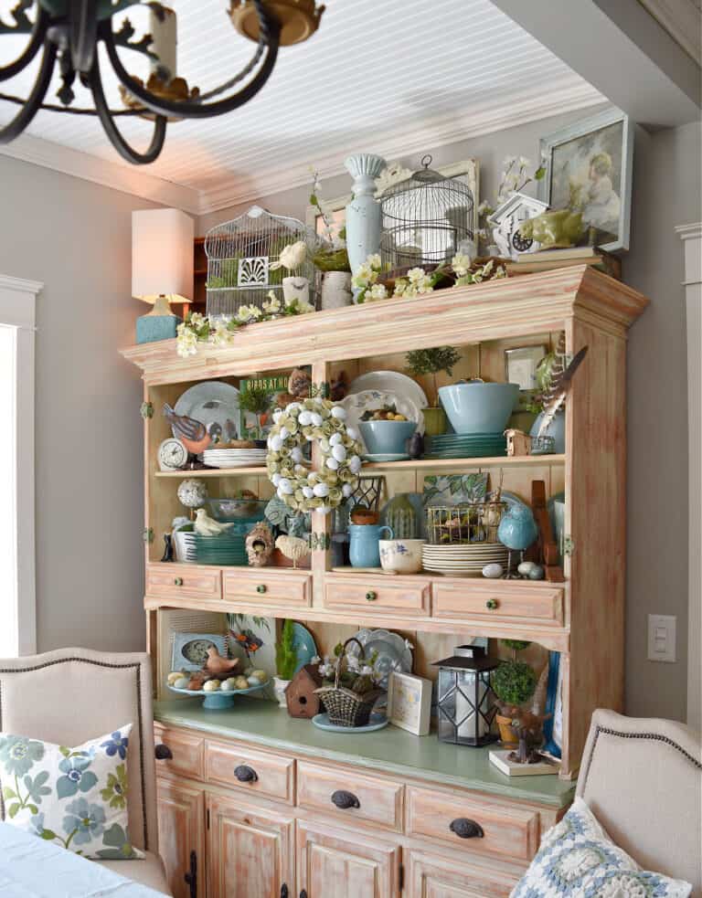 Decorating the Spring Hutch (with vintage & birds) - Lora Bloomquist ...
