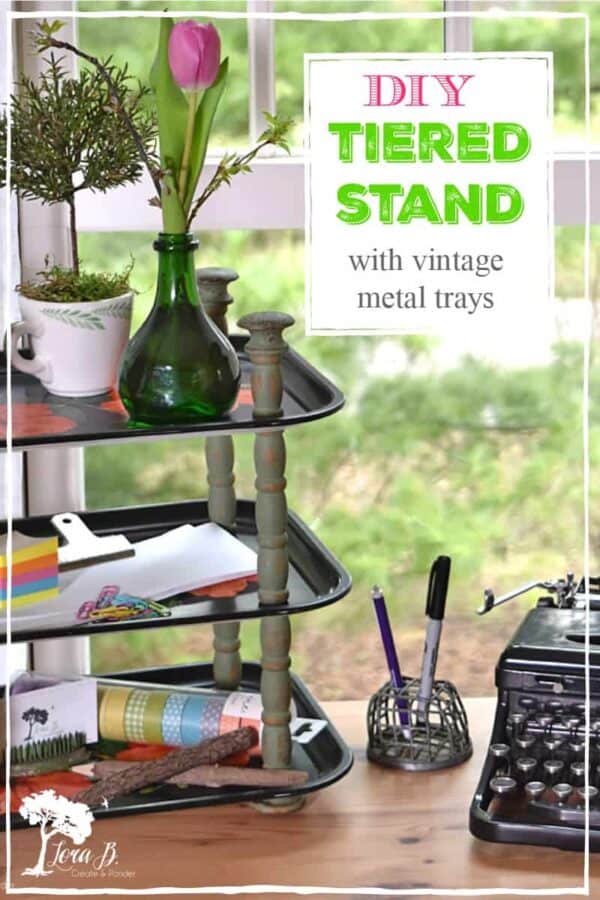 How to Upcycle Vintage Metal Trays into a Tiered Stand - Lora ...