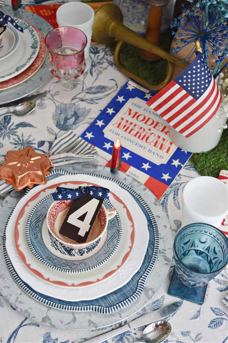A Patriotic Table Setting with Vintage Thrifted Finds - Lora Bloomquist ...