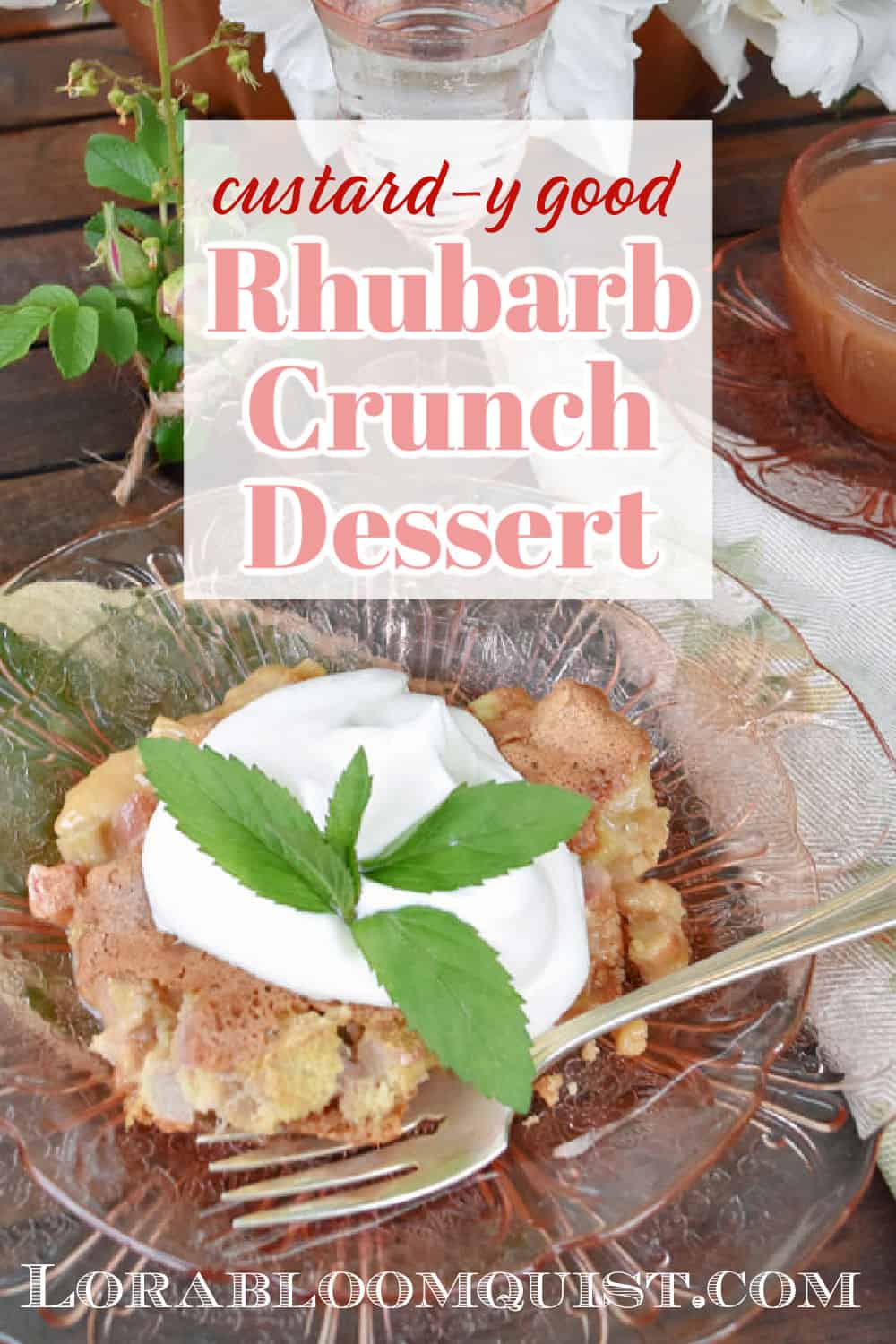 Sweet & Tart Rhubarb Crunch Dessert - Lora Bloomquist~Create & Ponder