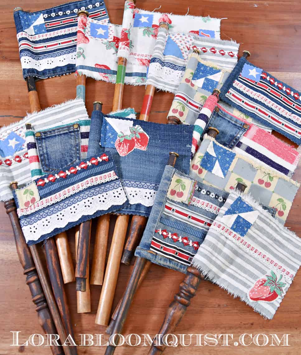 Patriotic Centerpiece with DIY Scrap Fabric Flags - Lora Bloomquist ...