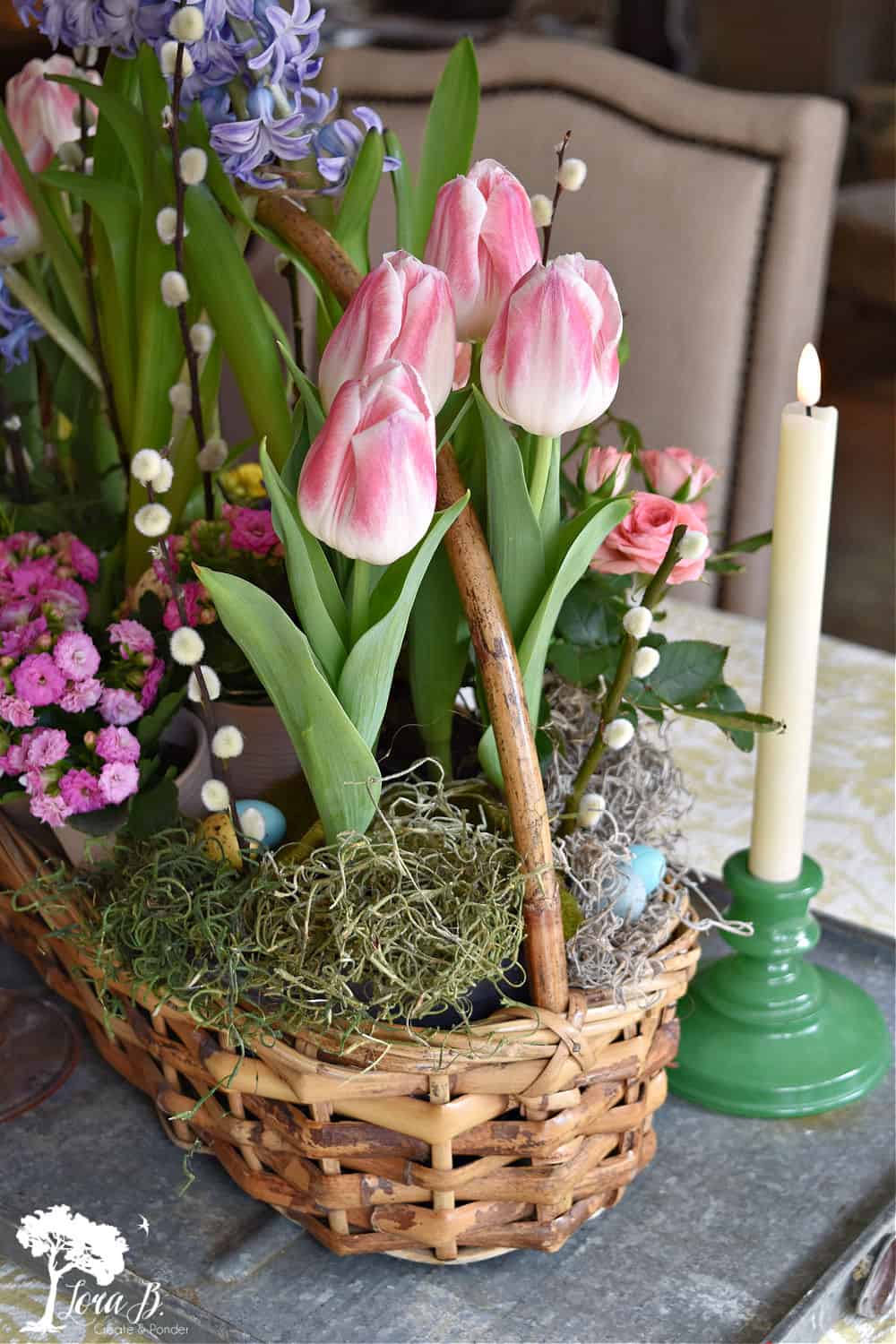 Pretty Spring Basket Centerpiece - Lora Bloomquist~Create & Ponder