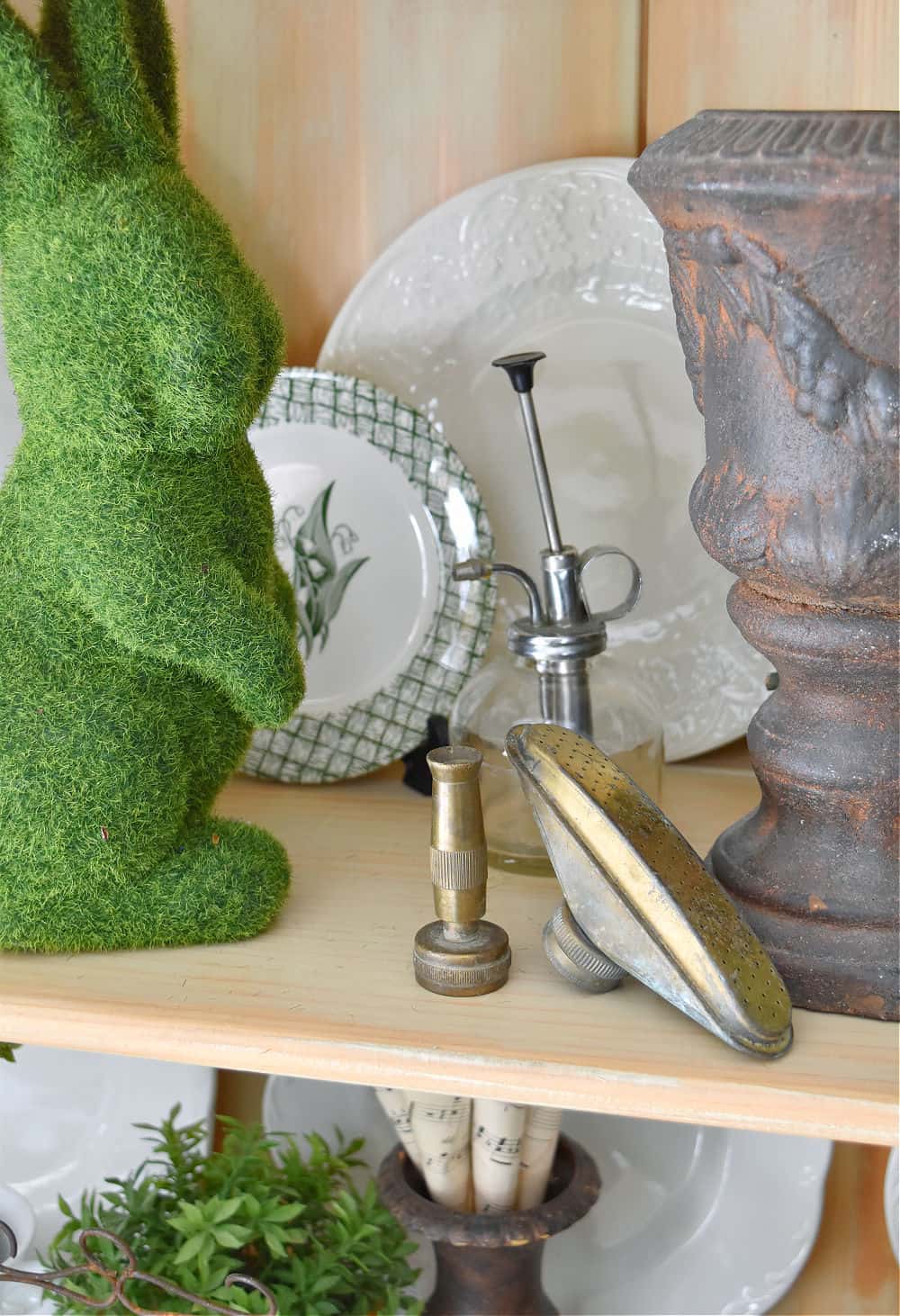 Spring Hutch Decorating with Vintage Garden Style - Lora Bloomquist ...