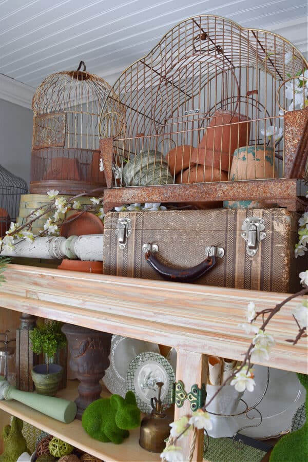 Spring Hutch Decorating with Vintage Garden Style - Lora Bloomquist ...
