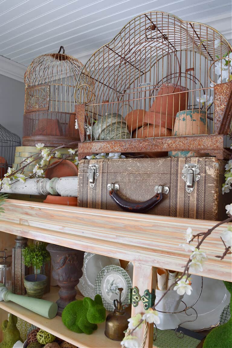 Spring Hutch Decorating with Vintage Garden Style - Lora Bloomquist ...