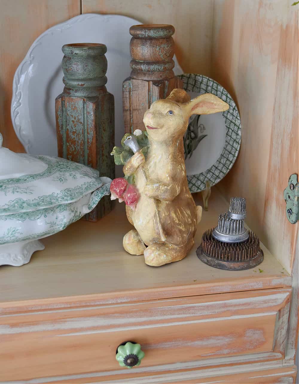 Spring Hutch Decorating with Vintage Garden Style - Lora Bloomquist ...