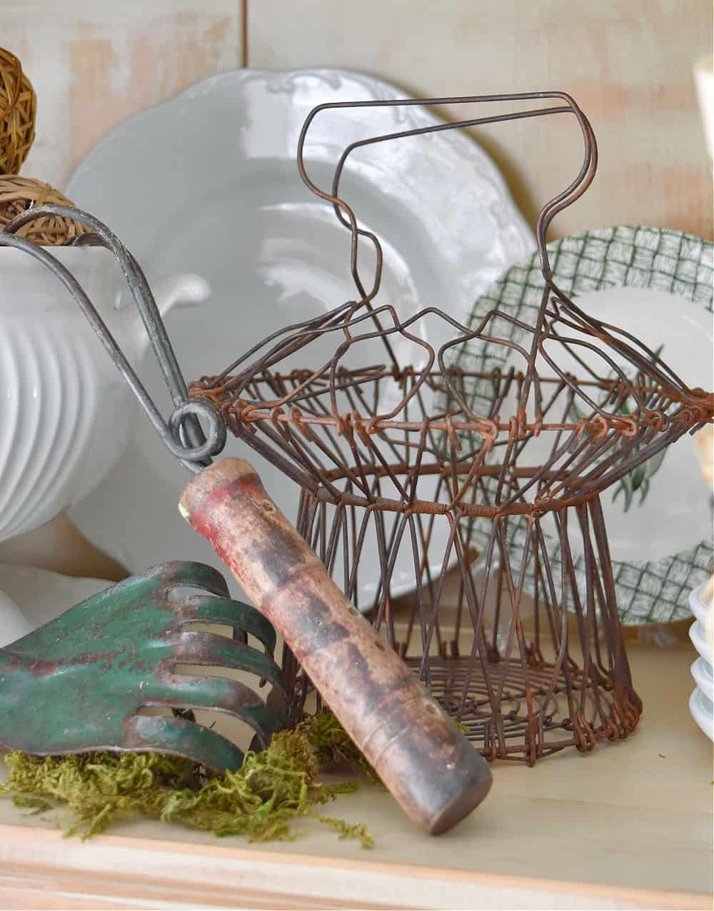 Spring Hutch Decorating with Vintage Garden Style - Lora Bloomquist ...