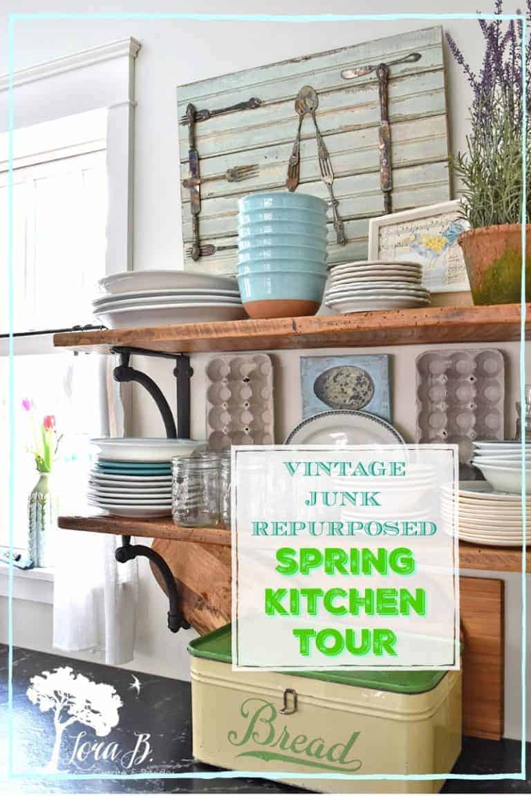 Vintage Farmhouse Spring Decor in the Kitchen - Lora Bloomquist~Create ...
