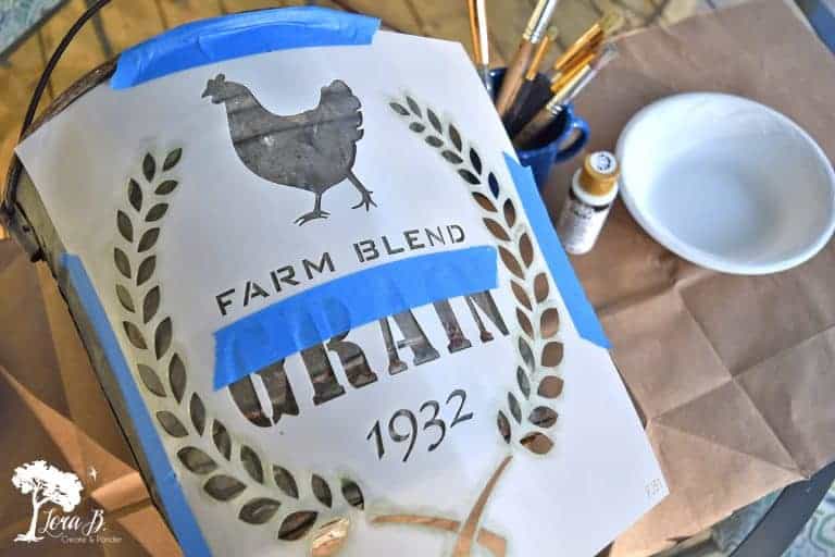 DIY Stenciled Galvanized Bucket Gift Idea - Lora Bloomquist~Create & Ponder