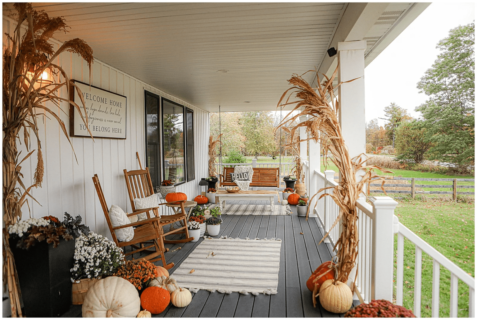 Our Vintage Farmhouse Fall Porch Tour - Lora Bloomquist~Create & Ponder