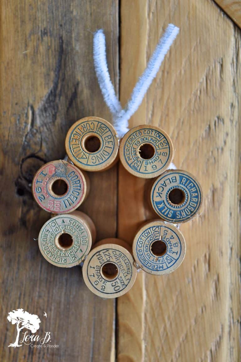 Vintage Thread Spool Mini Wreath How-To - Lora Bloomquist~Create & Ponder