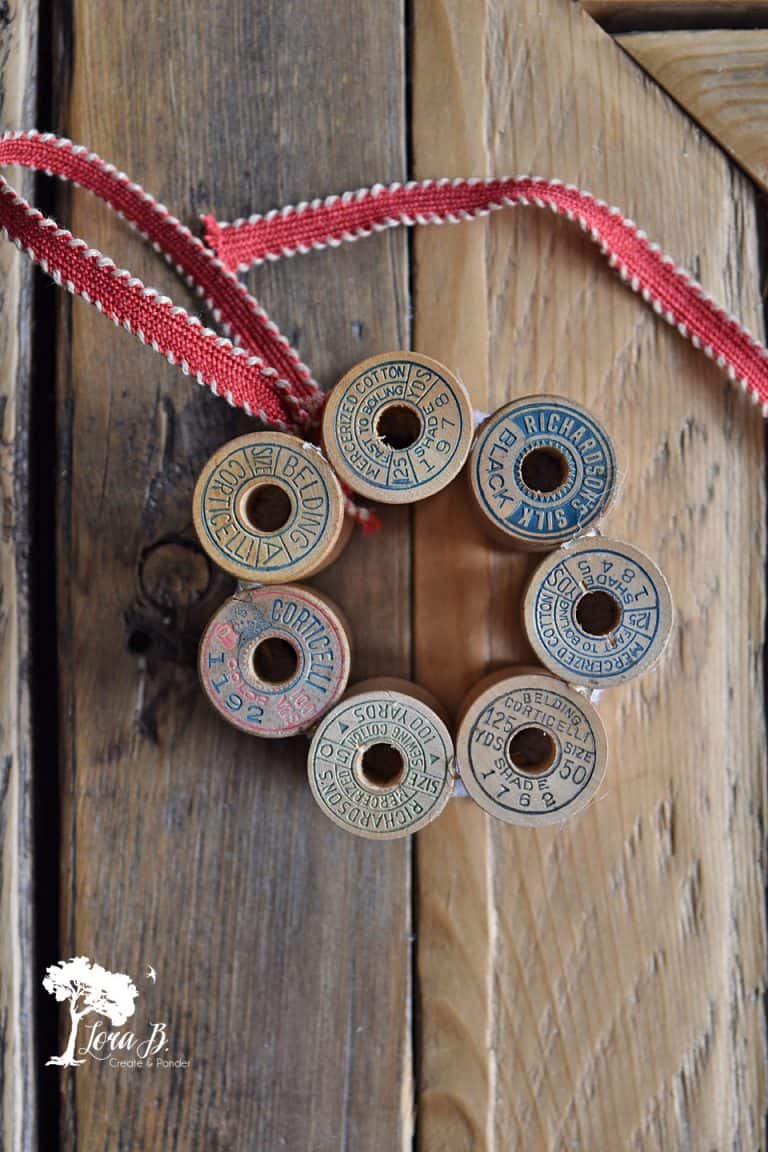 Vintage Thread Spool Mini Wreath How-To - Lora Bloomquist~Create & Ponder