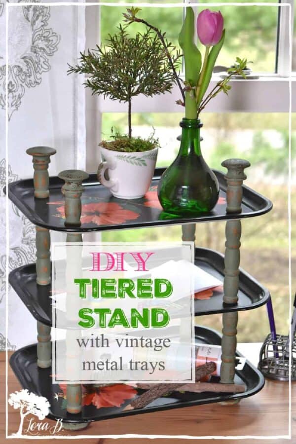 How to Upcycle Vintage Metal Trays into a Tiered Stand - Lora ...