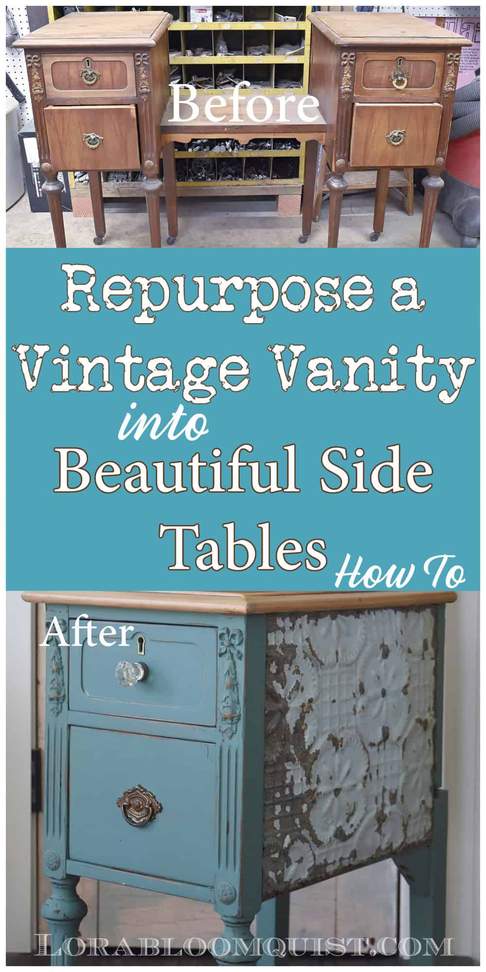 How to Repurpose a Vintage Vanity into Beautiful Side Tables - Lora ...