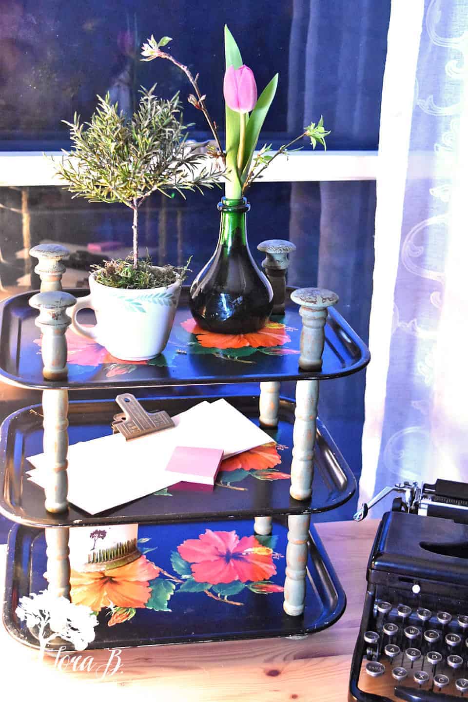 How to Upcycle Vintage Metal Trays into a Tiered Stand - Lora ...