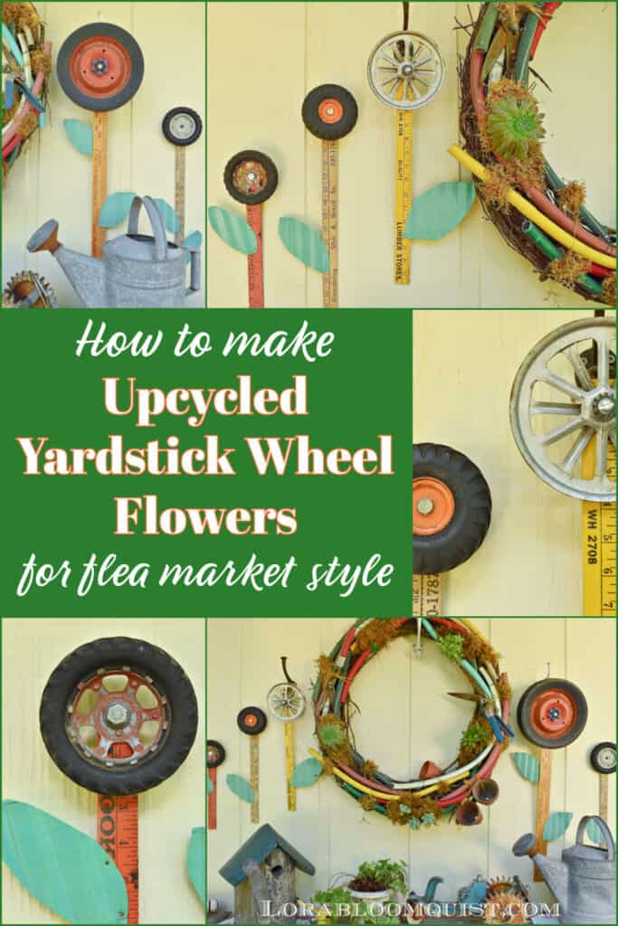 Easy Upcycled Yardstick Wheel Flowers - Lora Bloomquist~Create & Ponder